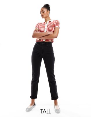 DTT Tall Lou mom jeans in vintage black | ASOS