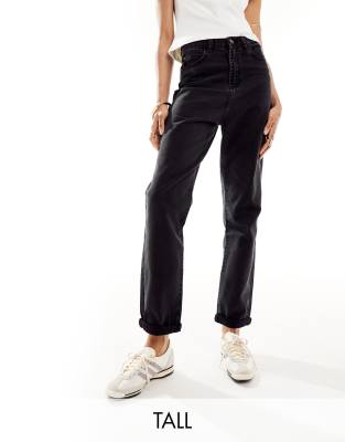 DTT Tall Lou mom jeans in washed black | ASOS