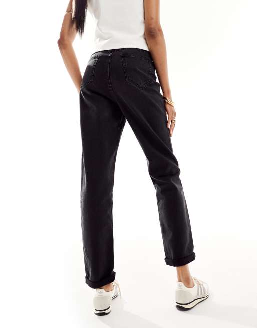 DTT Tall Lou mom jeans in washed black | ASOS