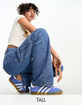 DTT Tall – Molly – Cargo-Jeans in Blau mit hohem Bund und weitem ...
