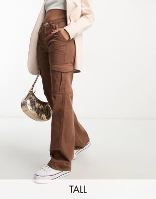 DTT Tall - Molly - Jean cargo large à taille haute - Chocolat | ASOS
