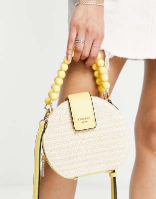 Dune - Mini sac à main rond en raphia - Jaune | ASOS