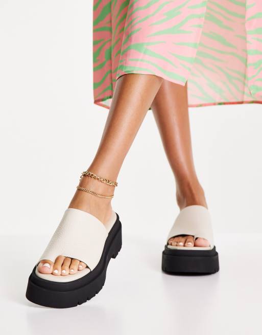 E8 By Miista Chunky Toe Loop Slides In White ASOS