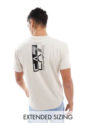 EA7 back print logo t-shirt in light beige | ASOS