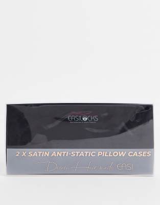 Easilocks Satin Anti-Static Pillow Duo in Black | ASOS
