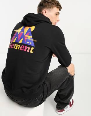 Element - Sweat à capuche avec imprimé logo et collines au dos - Noir ...
