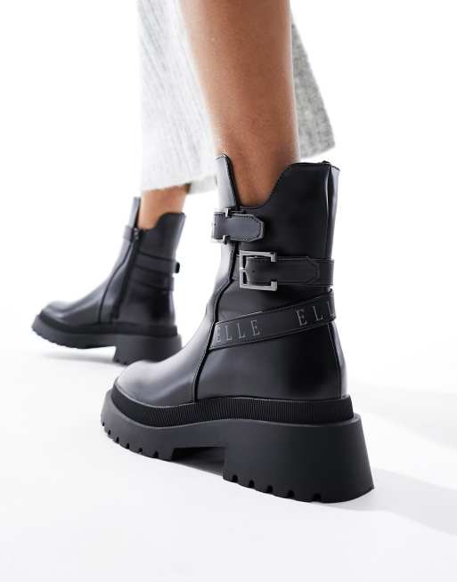 Elle ankle biker boots in black | ASOS