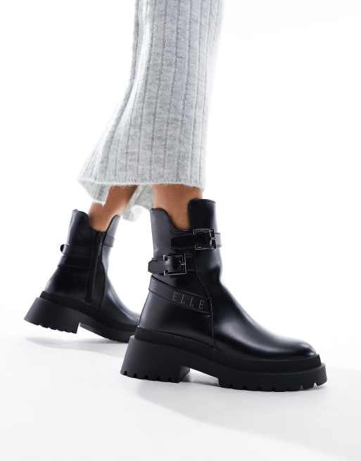 Elle ankle biker boots in black | ASOS