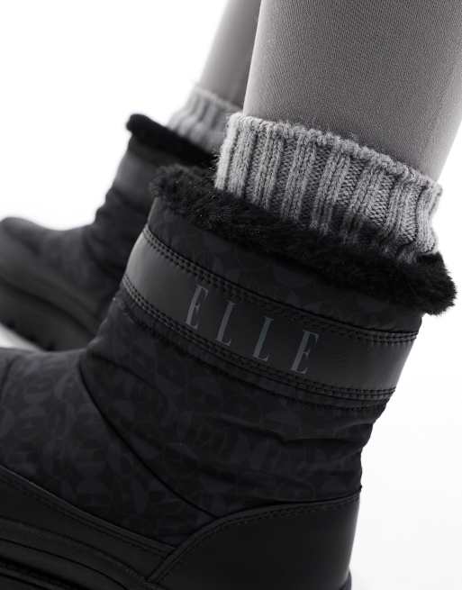 Elle chunky padded boots in black | ASOS