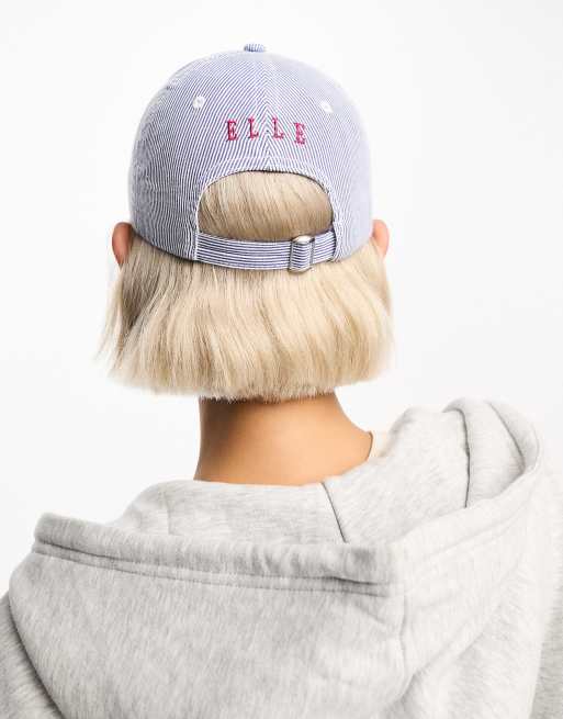 ELLE large logo baseball cap in blue stripe | ASOS