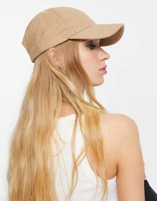 Elle melton wool baseball cap in camel | ASOS