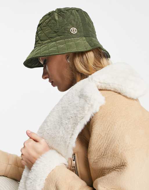 Elle quilted bucket hat in khaki | ASOS