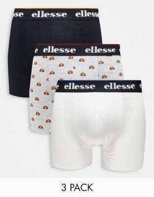 Ellesse 3 pack logo boxers in black white and grey | ASOS