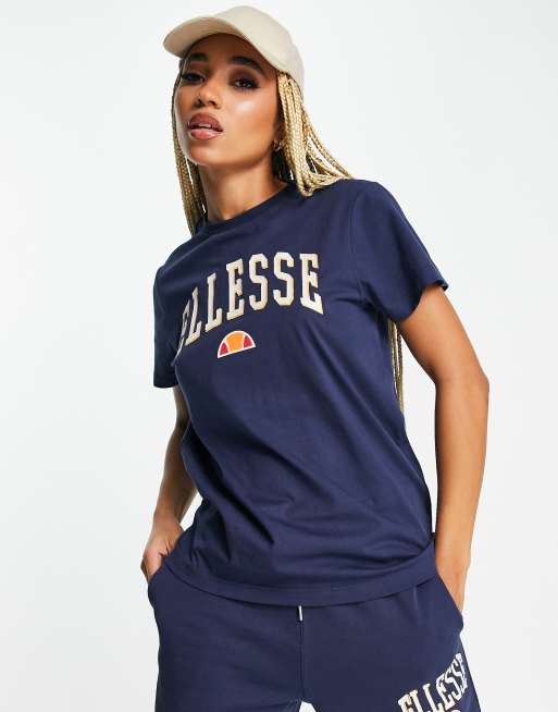 ellesse collegiate t-shirt with logo in navy | ASOS