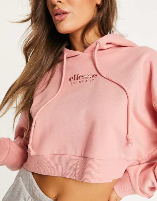 Ellesse Kapuzenpullover In Rosa Mit Kurzem Schnitt Und Markenlogo Asos