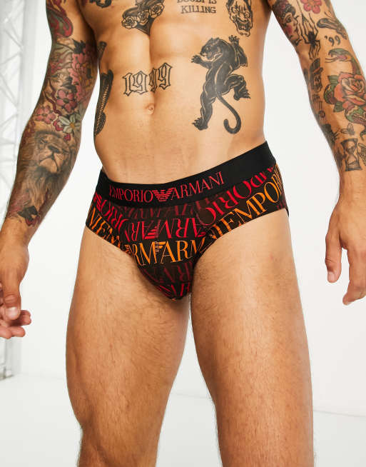 Emporio Armani all over print briefs in black ASOS