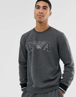 Emporio Armani Eva Large Logo Terry Lounge Sweat In Charcoal Gray ...