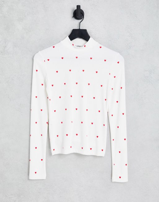 Envii high neck long sleeve top in heart print | ASOS