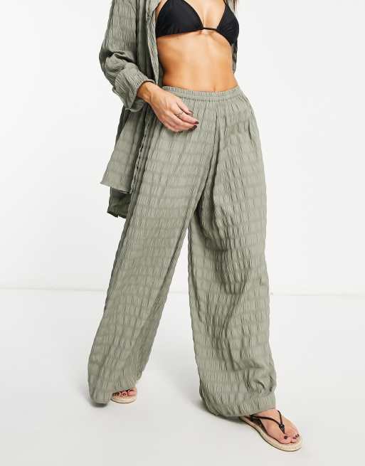 Esmee Exclusivité Pantalon De Plage Densemble Large Texturé Aloe