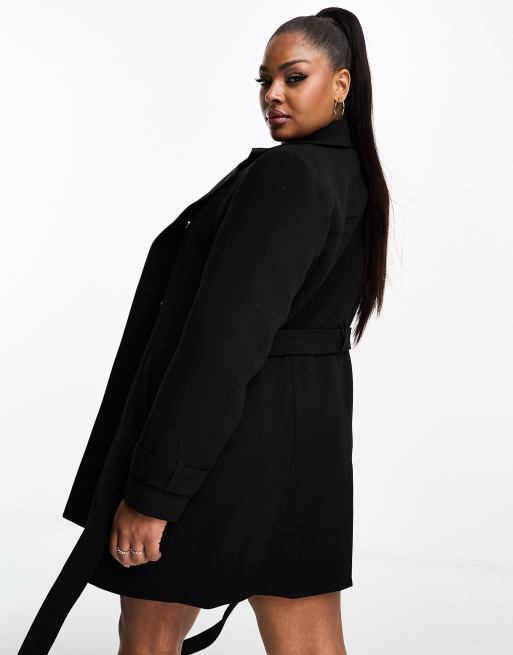 Ever New Curve formal wrap short coat in black | ASOS