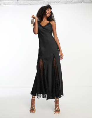 Ever New Lace Splice Maxi Dress In Black | ModeSens