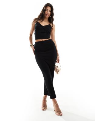 Exclusivité - Kaiia - Jupe longue d'ensemble longueur mollet en maille côtelée avec bordure en ...