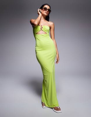 Exclusivité - Kaiia - Robe bandeau longue près du corps à double épaisseur et détail en métal ...