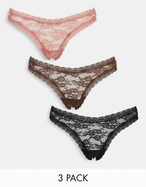Exclusivité Lindex Dana Lot De 3 Strings Taille Haute En Dentelle