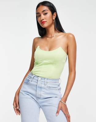 Extro & Vert – Body im Mieder-Design in Limettengrün mit U-Ausschnitt ...