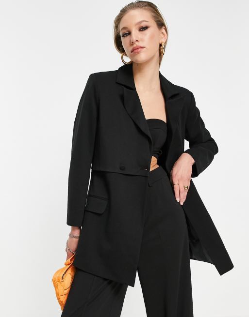 Extro & Vert – Oversize-Blazer in Schwarz mit Einsatz | ASOS