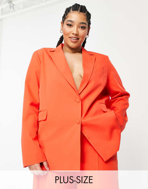 Extro And Vert Plus Locker Geschnittener Blazer In Orangerot Asos
