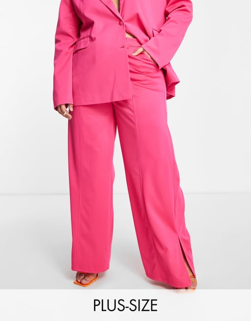 Extro And Vert Plus Pantalon Ample Souple Et Fendu Rose Vif Asos