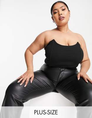 Extro & Vert Plus scoop basque body in black | ASOS