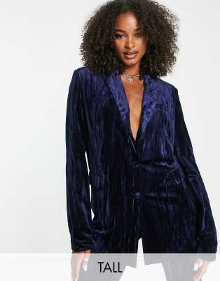 Extro & Vert Tall oversized blazer in sapphire navy velvet (part of a ...