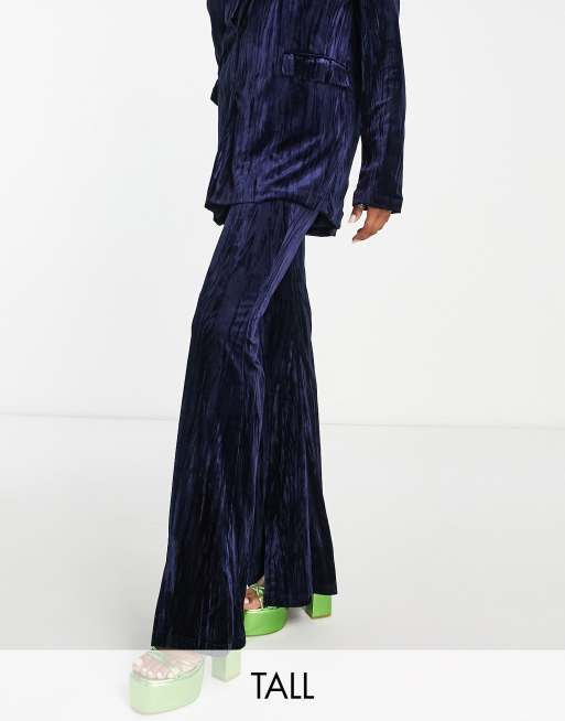 Extro And Vert Tall Pantalon Densemble évasé En Velours Bleu Marine