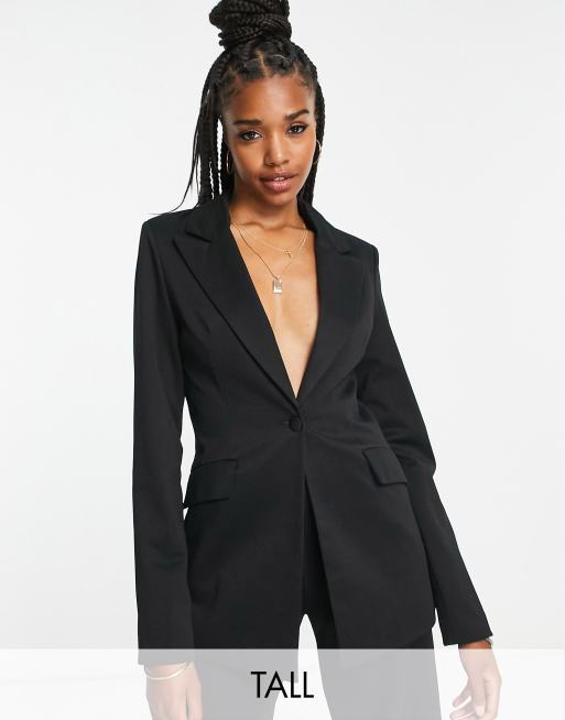 Extro And Vert Tall Perfect Basic Blazer Attillato In Jersey Nero In