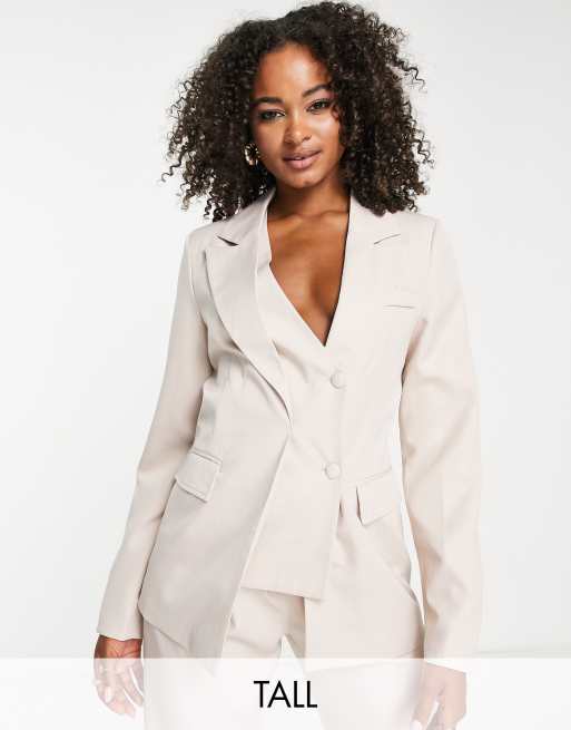 Extro And Vert Tall Structured Panel Oversized Blazer In Ecru Co Ord Asos