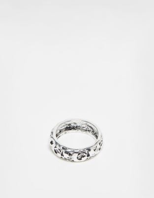 Faded Future - Anello a fascia con incisioni color argento effetto ...