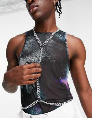 Faded Future body harness in silver | ASOS