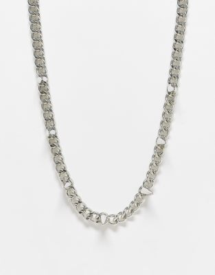 Faded Future chunky chain necklace with spikes in silver | ASOS