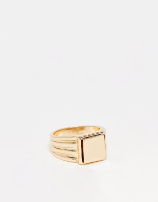 Faded Future chunky signet ring in gold | ASOS