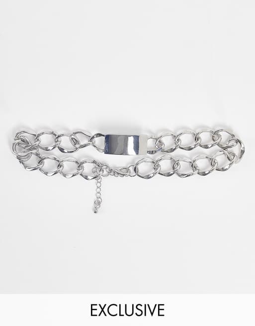 Faded Future Collarino Color Argento Con Placca Asos