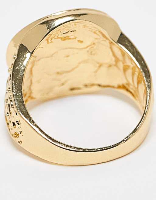Faded Future green stone signet ring in gold | ASOS