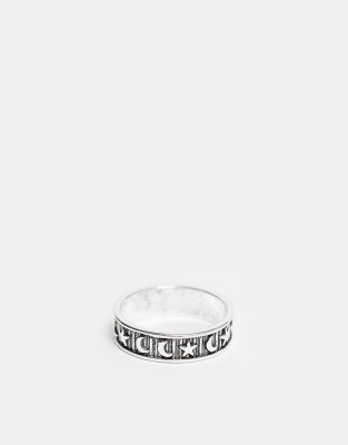 Faded Future – Silberfarbener Ring mit Mond- und Sternmotiven | ASOS