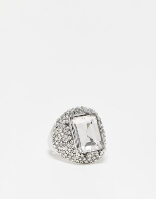 Faded Future statement crystal ring in silver | ASOS