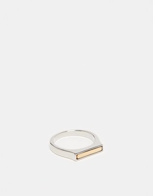 Faded Future two-tone bar ring in silver | ASOS