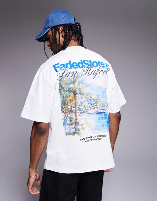 Faded Store graphic back print t-shirt in white | ASOS