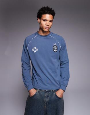 Faded Store long sleeve football jersey in blue | ASOS