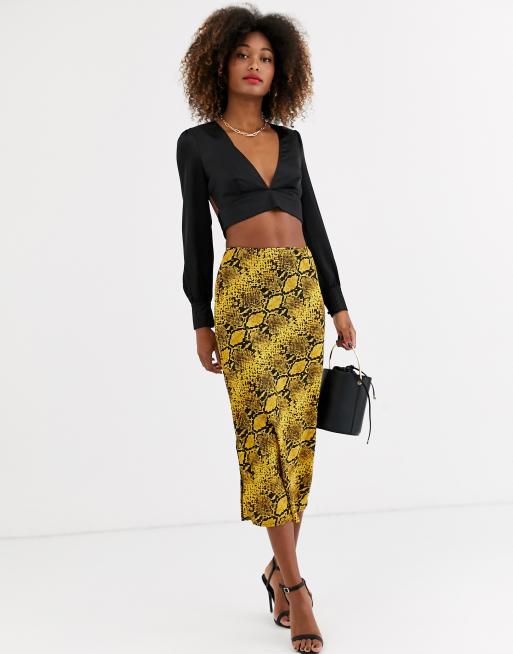 Falda Midi Acampanada Con Diseño De Serpiente De Ax Paris Asos