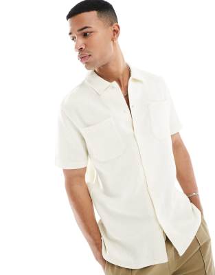 Farah astro waffle shirt in white | ASOS